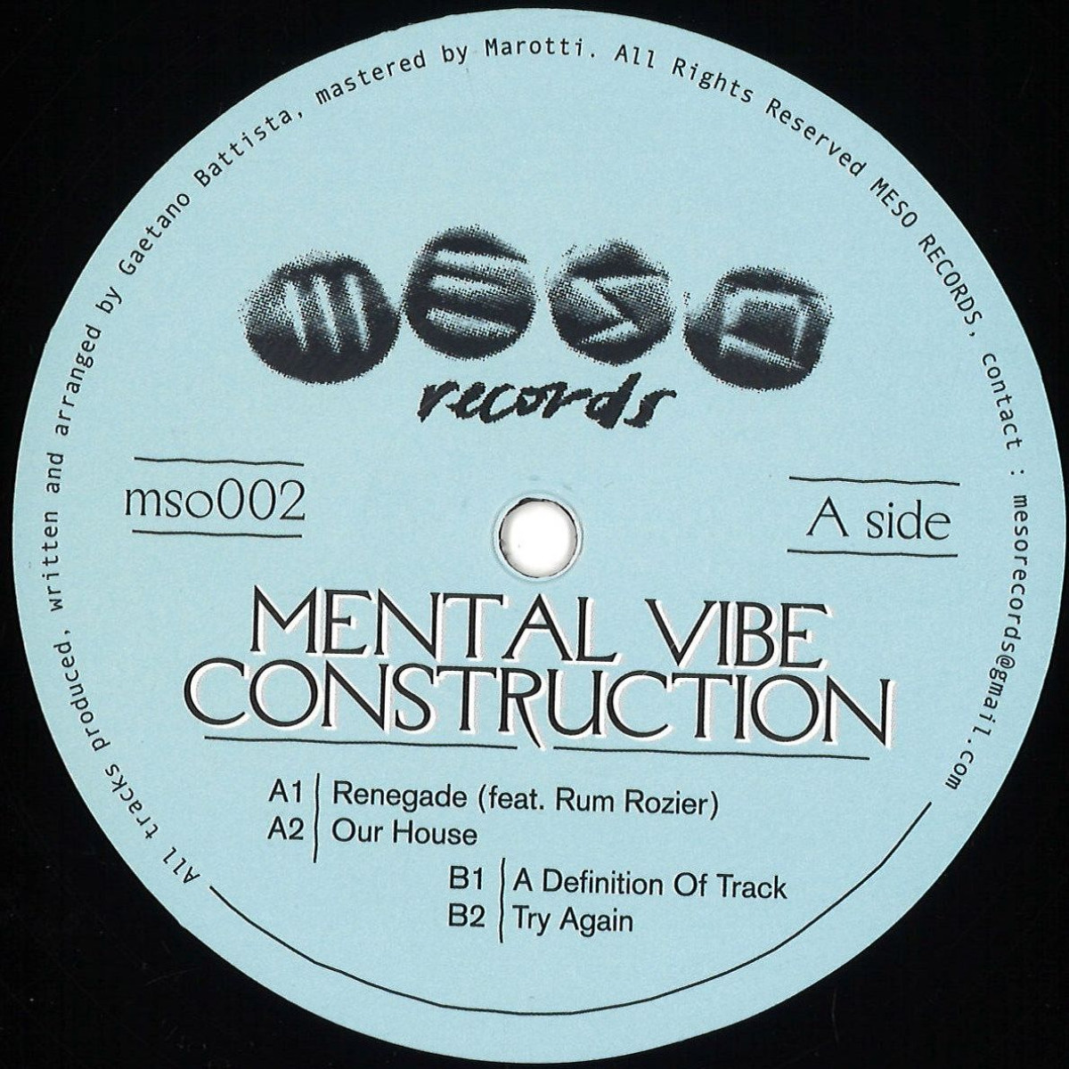 Mental Vibe Construction - MSO002 (Vinyl Only) / MESO RECORDS MSO002- Vinyl