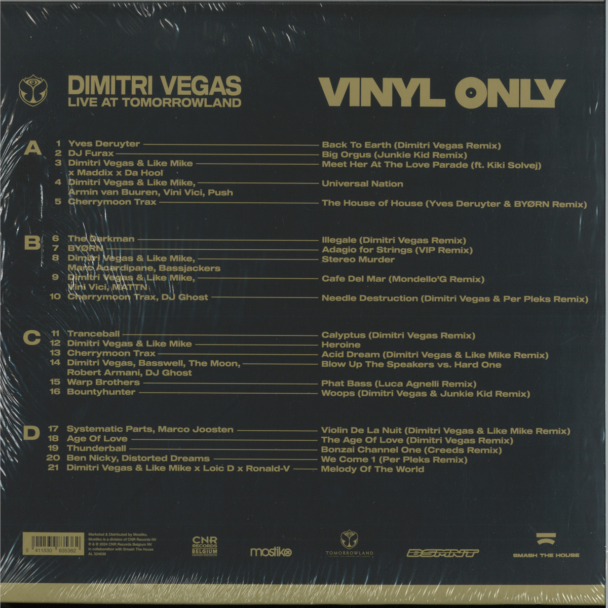 DIMITRI VEGAS - VINYL ONLY (LIVE AT TOMORROWLAND) LP 2x12" / Mostiko ...